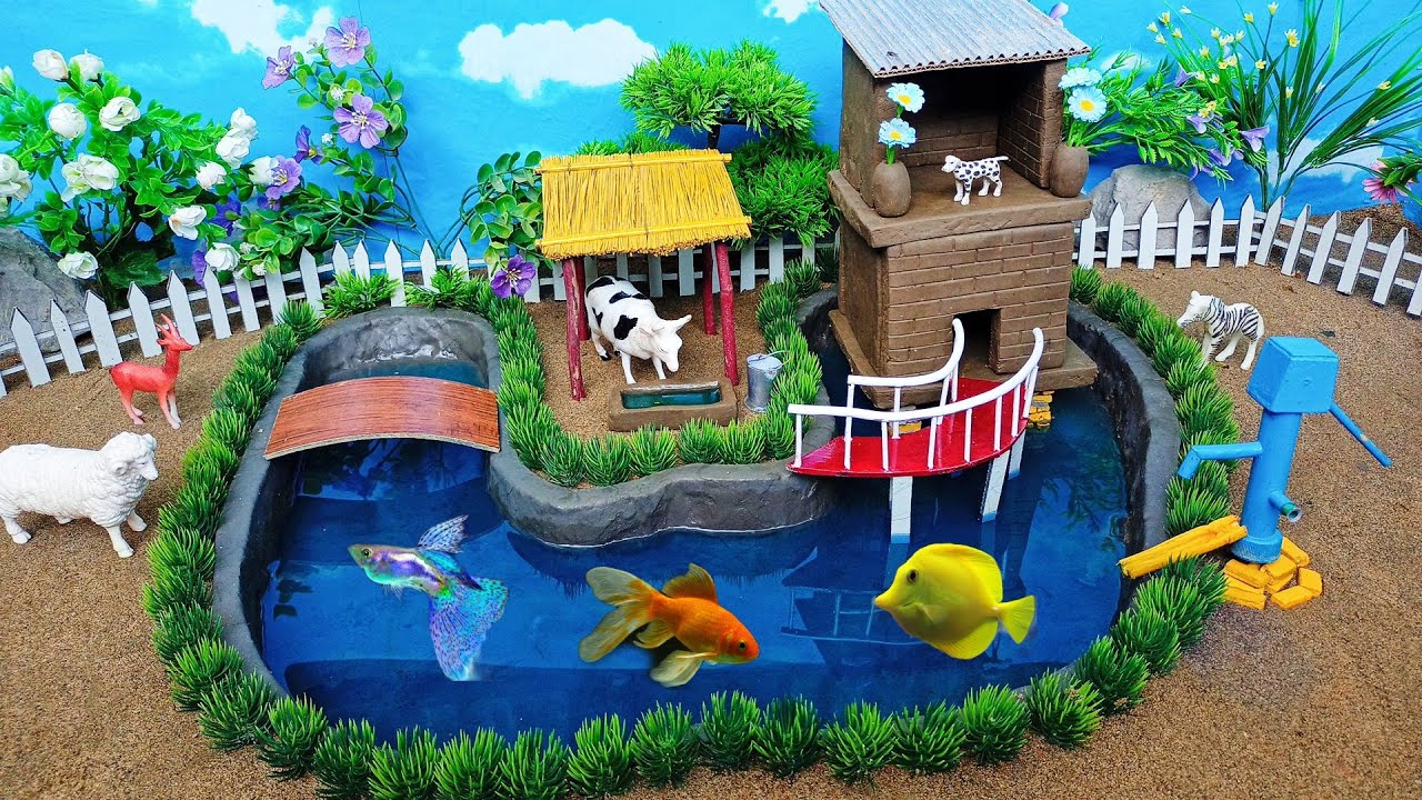 DIY Farm Diorama with cow shed | Miniature Swimming Pool | mini hand ...