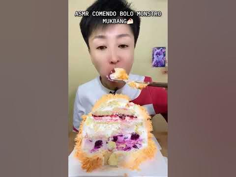 ASMR comendo bolo monstro mukbang #bolo #cake #bolos #mukbang #yummy #asmrcake # ...