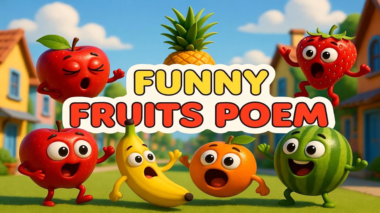 “Funny Fruit Characters Poem for Kids | 3D Animated Fruits | Learning ...