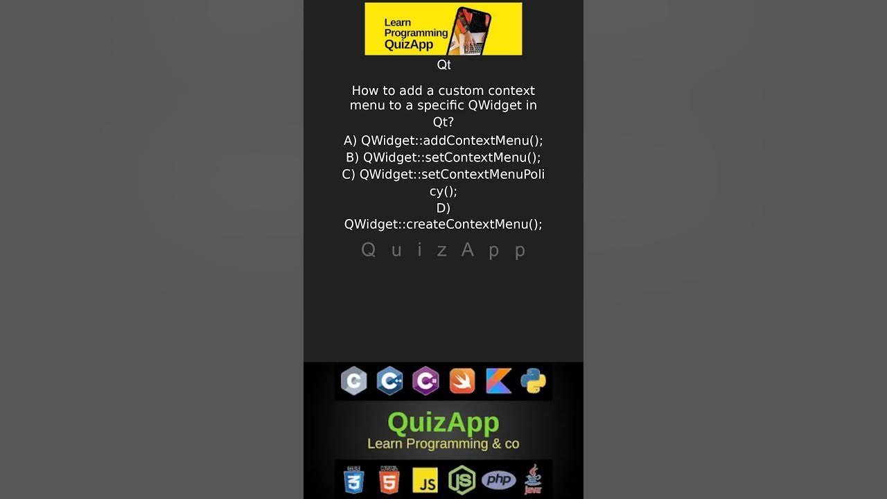 Qt How to add a custom context menu to a specific QWidget in Qt - YouTube