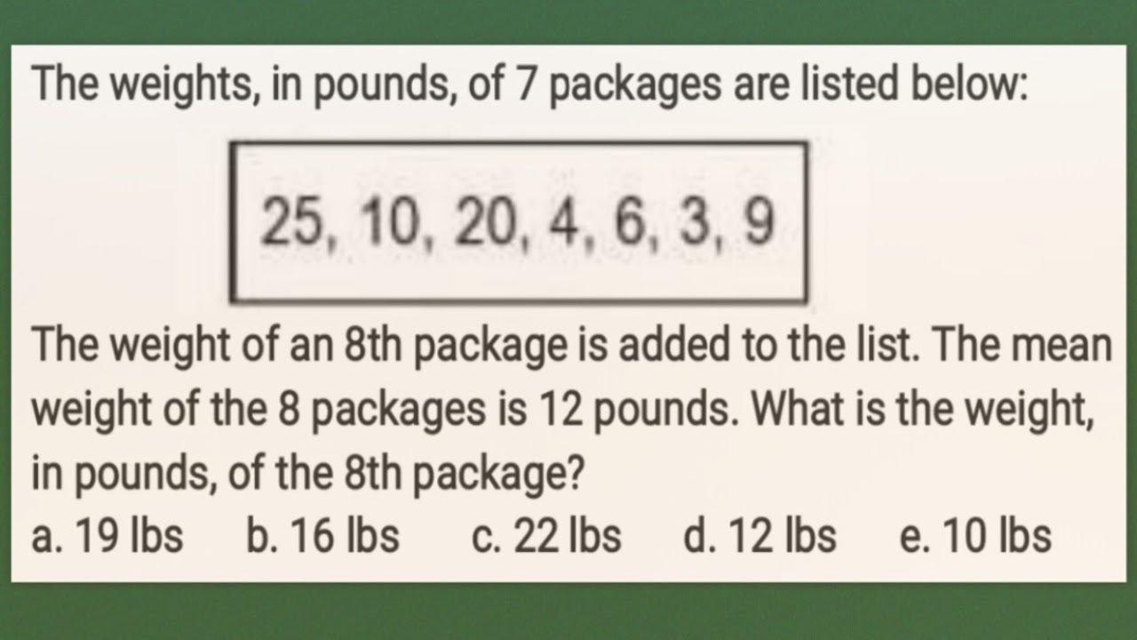 What is the weight, in pounds, of the 8th package? - YouTube