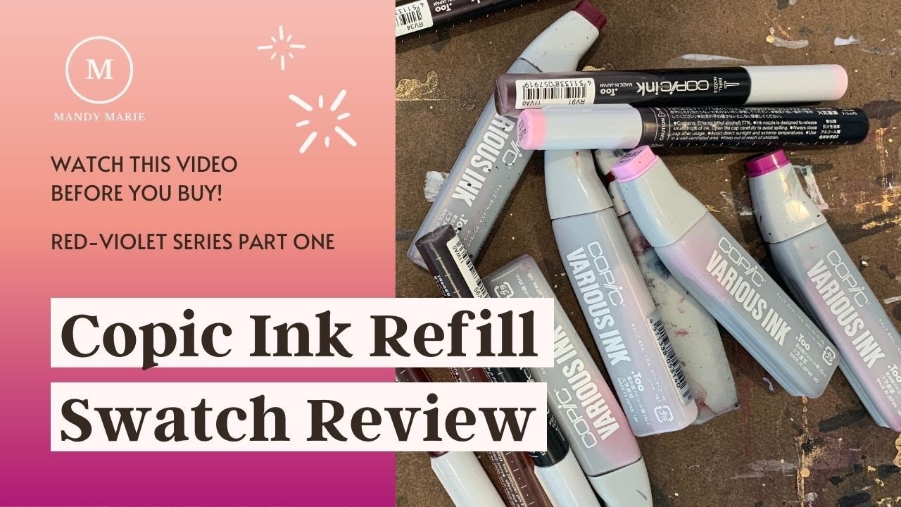 10 Beautiful Copic Ink Refill Swatches: Red Violet Series Part 1 - YouTube