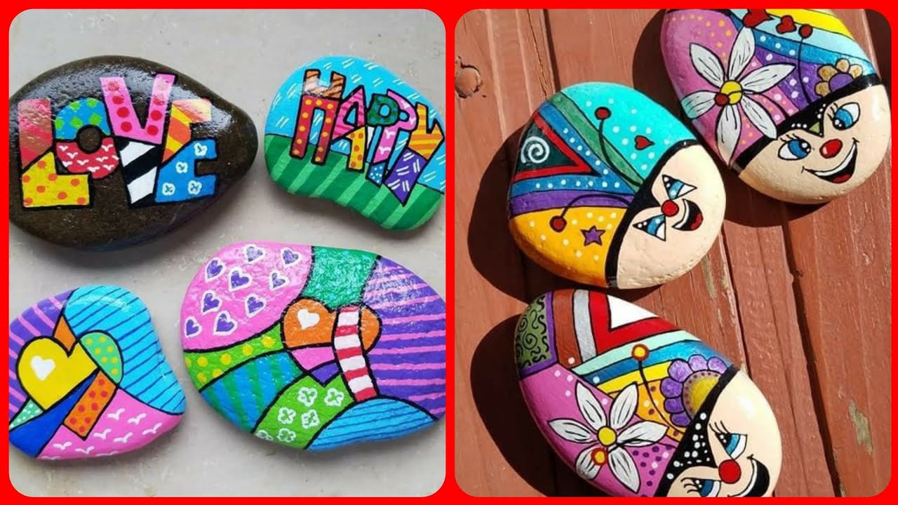 most pretty and cool stone rock painting ideas - YouTube
