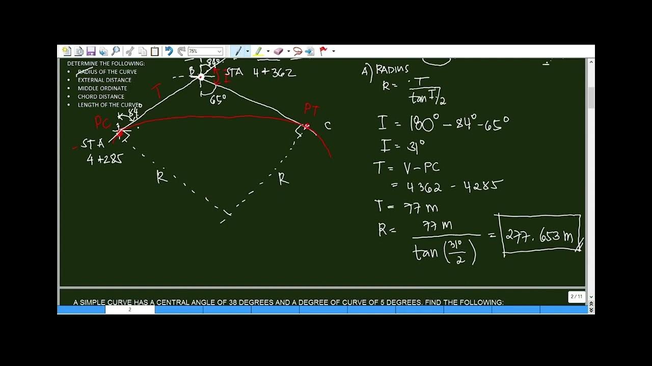 HORIZONTAAL CURVE SIMPLE CURVE PART 2 - YouTube