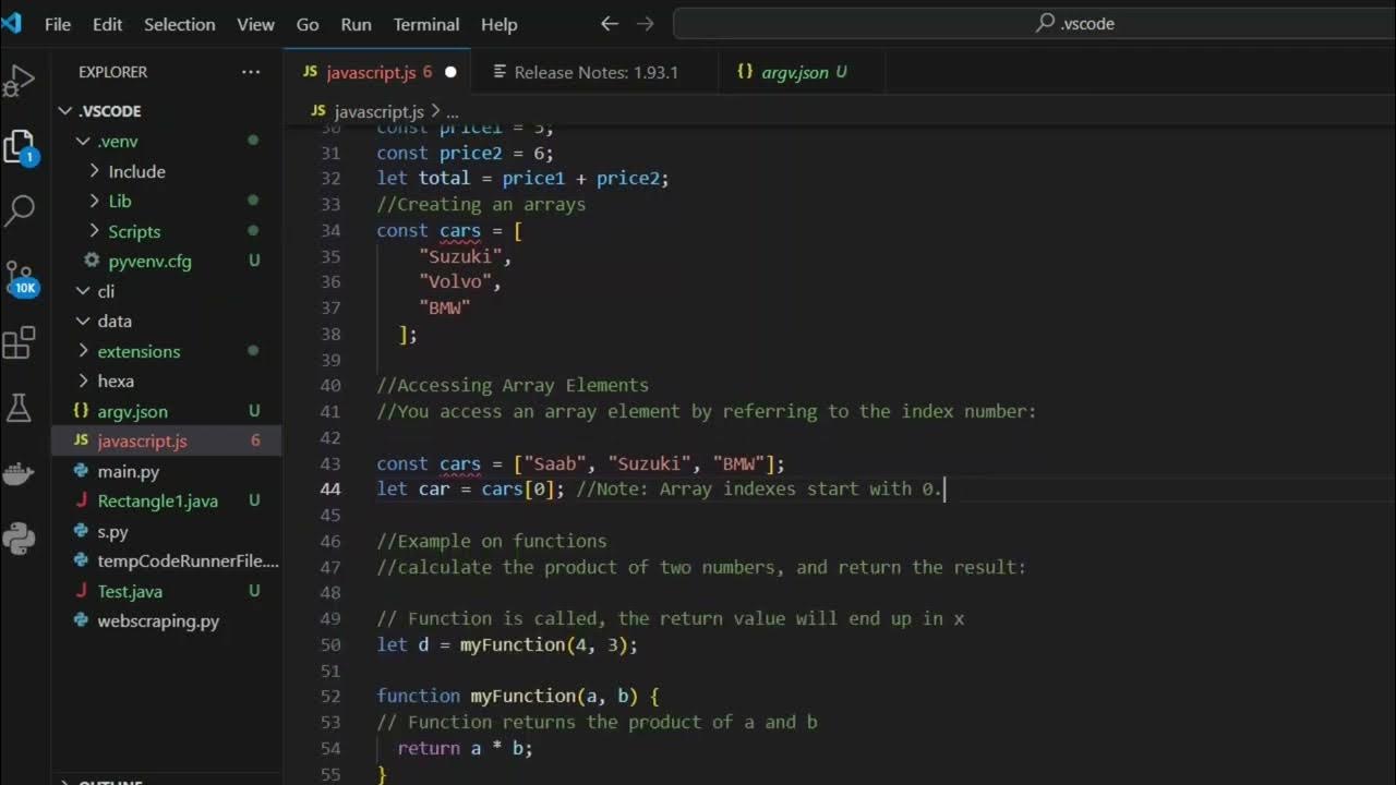 Javascript concepts on variables,arrays,functions,objects,loops. - YouTube
