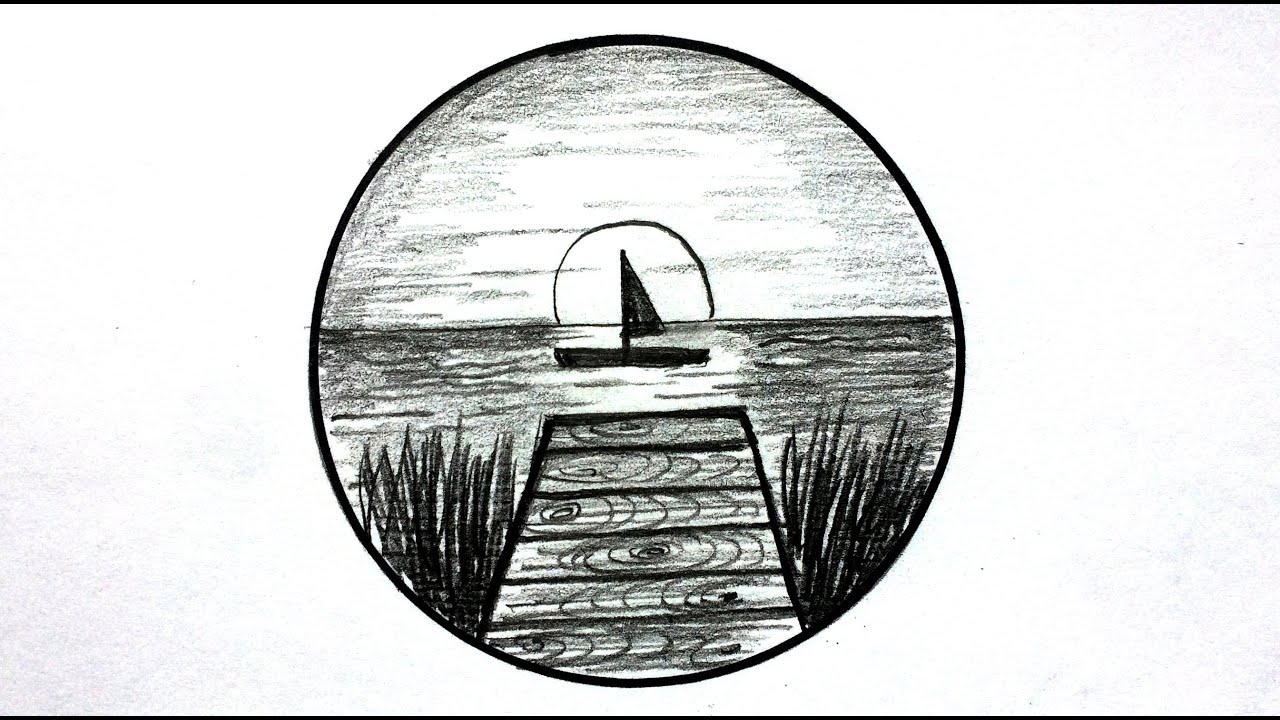 Easy Drawing Landscape I Basit Karakalem Manzara çizimi I Nasıl çizilir ...