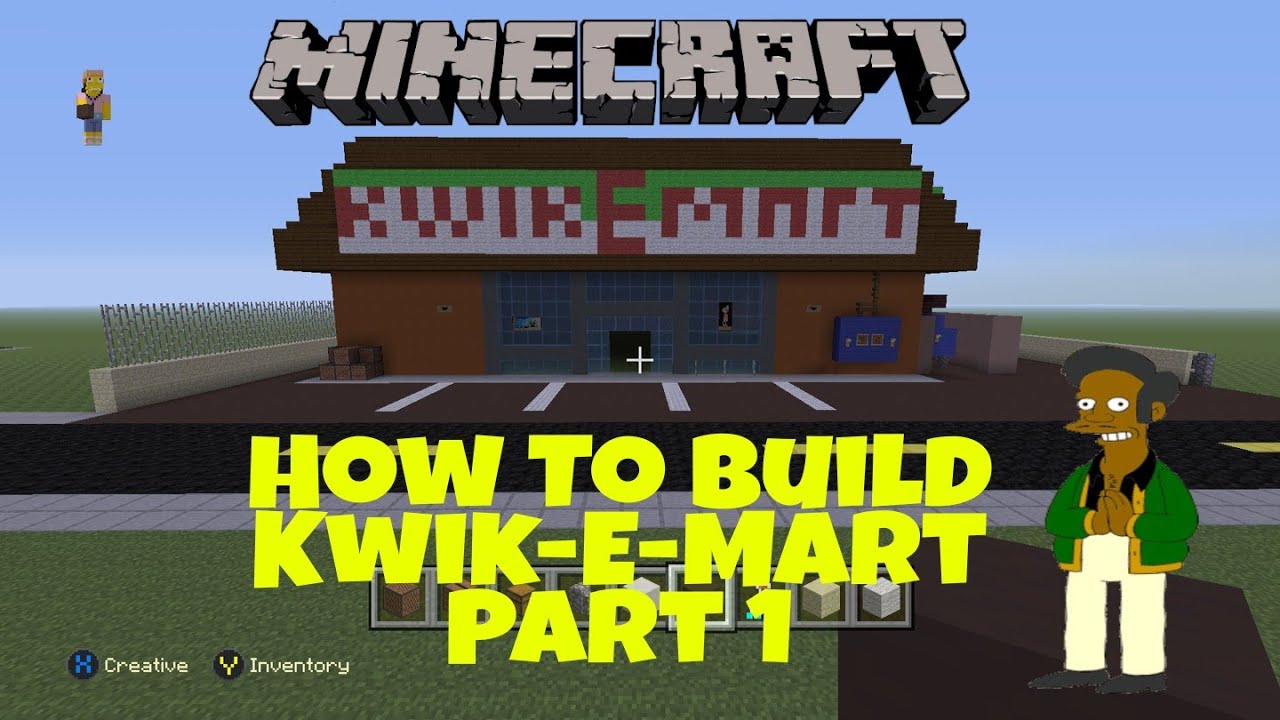 Minecraft Springfield Project How to Build The Kwik-E-Mart Pt1 - YouTube