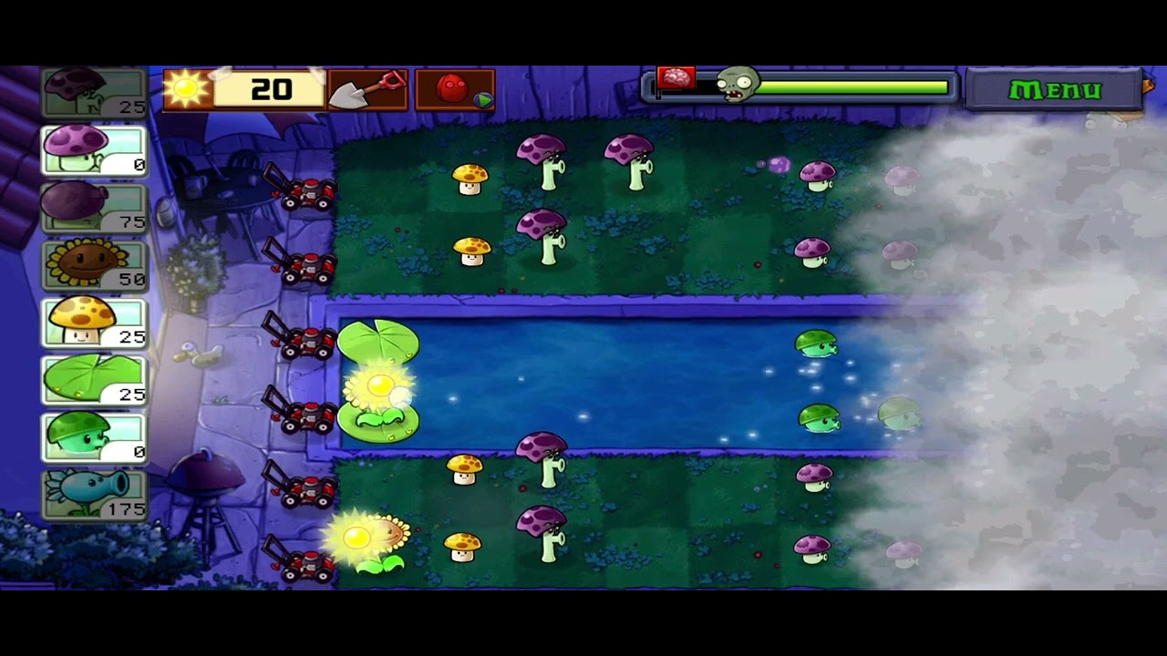 Plants VS Zombies (Fog) Level -1 - YouTube