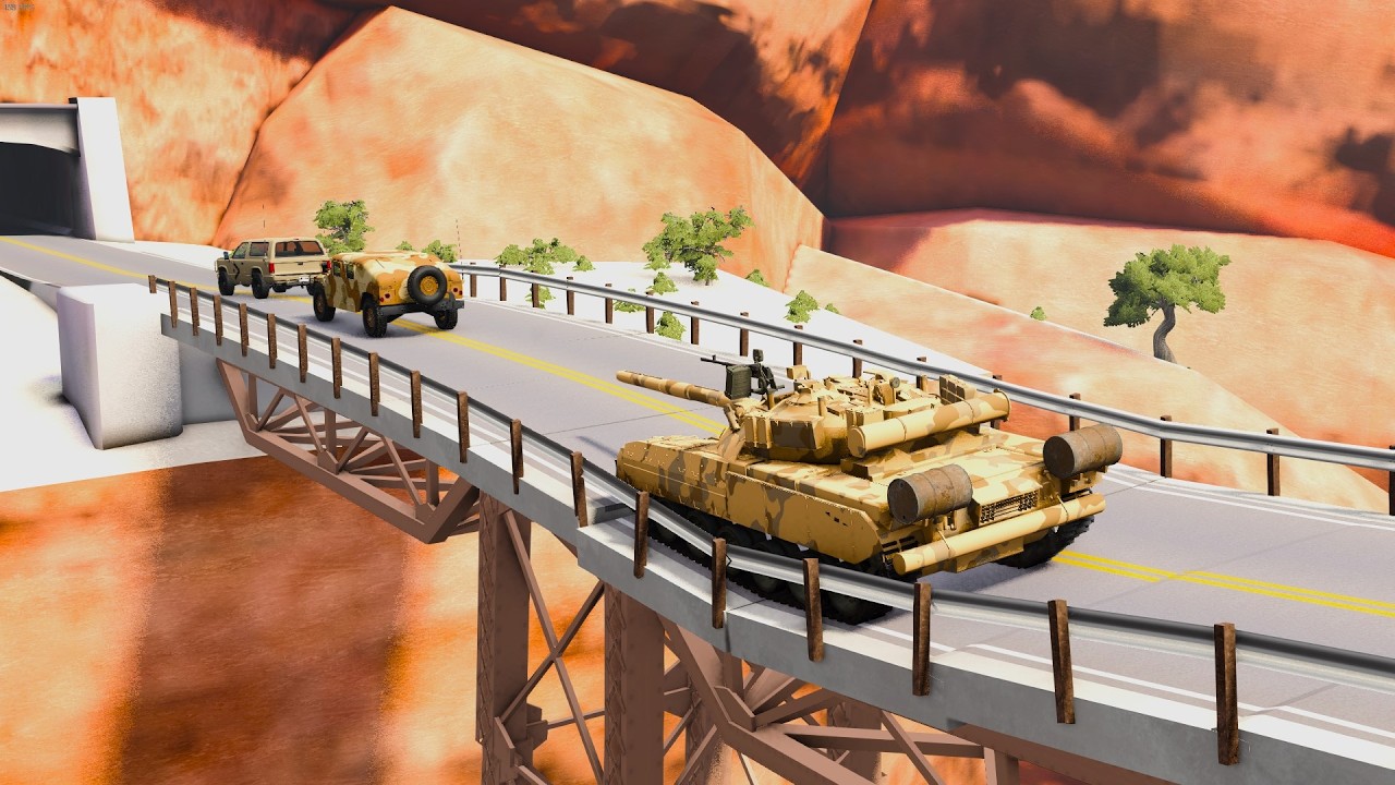 Military Tank Escort vs Bridge | BeamNG Drive - YouTube