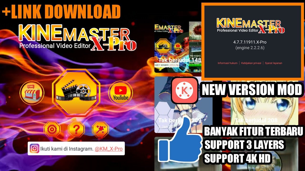 NEW KINEMASTER MOD X PRO TERBARU DAN SUPPORT 4K HD & 3 LAYERS - YouTube
