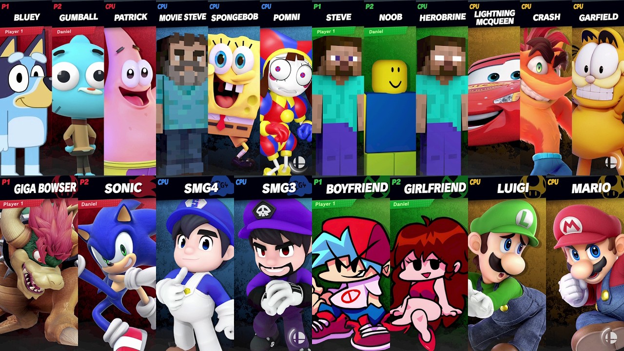 NEW Sonic vs Mario vs Roblox vs Minecraft vs Car vs Bluey vs SpongeBob ...