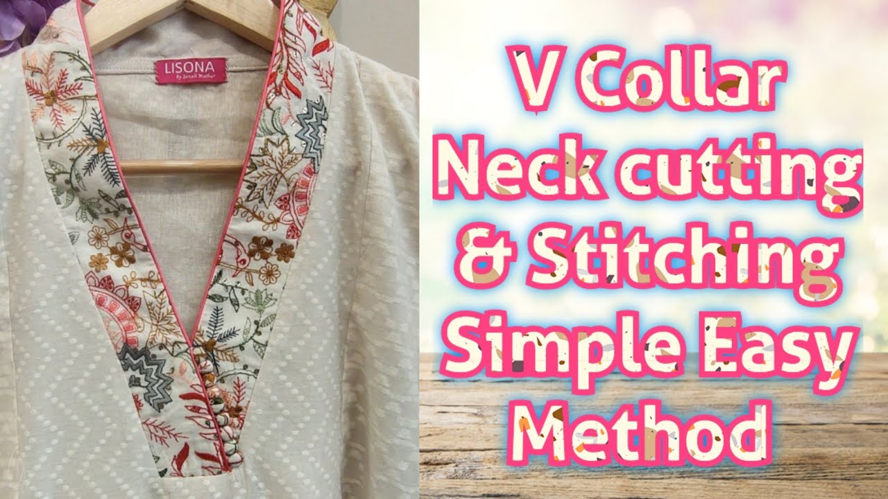 V Collar neck cutting and stitching easy method | kurti neck design ...