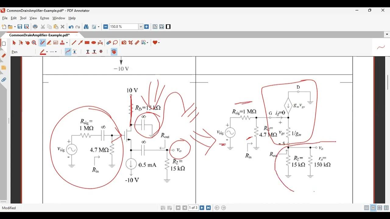 Example - Common Drain MOSFET Amplifier - Source Follower مثال حول ...