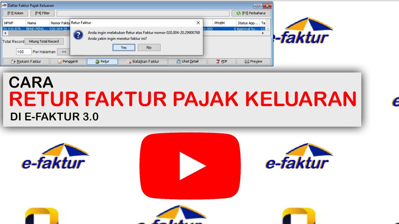 Tutorial Retur faktur pajak Keluaran di E-Faktur 3.0 #returfakturpajak ...