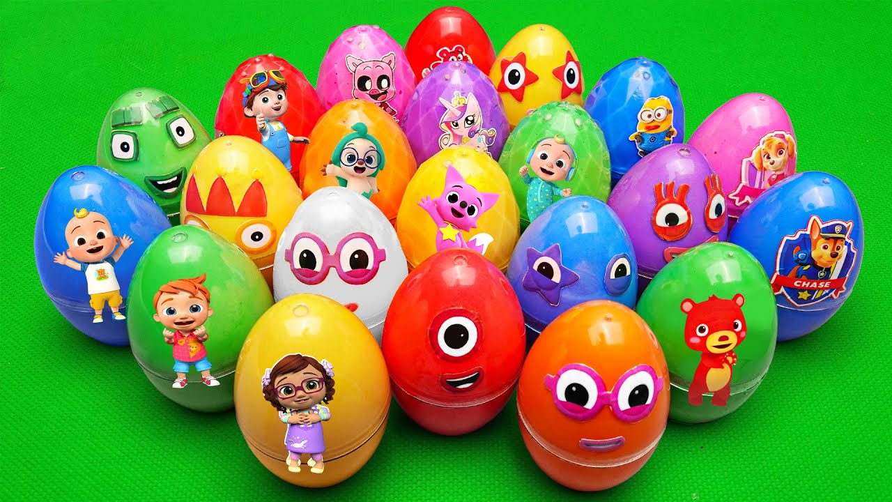 Rainbow Eggs SLIME: Digging Cocomelon Dinosaur Eggs with CLAY Coloring ...