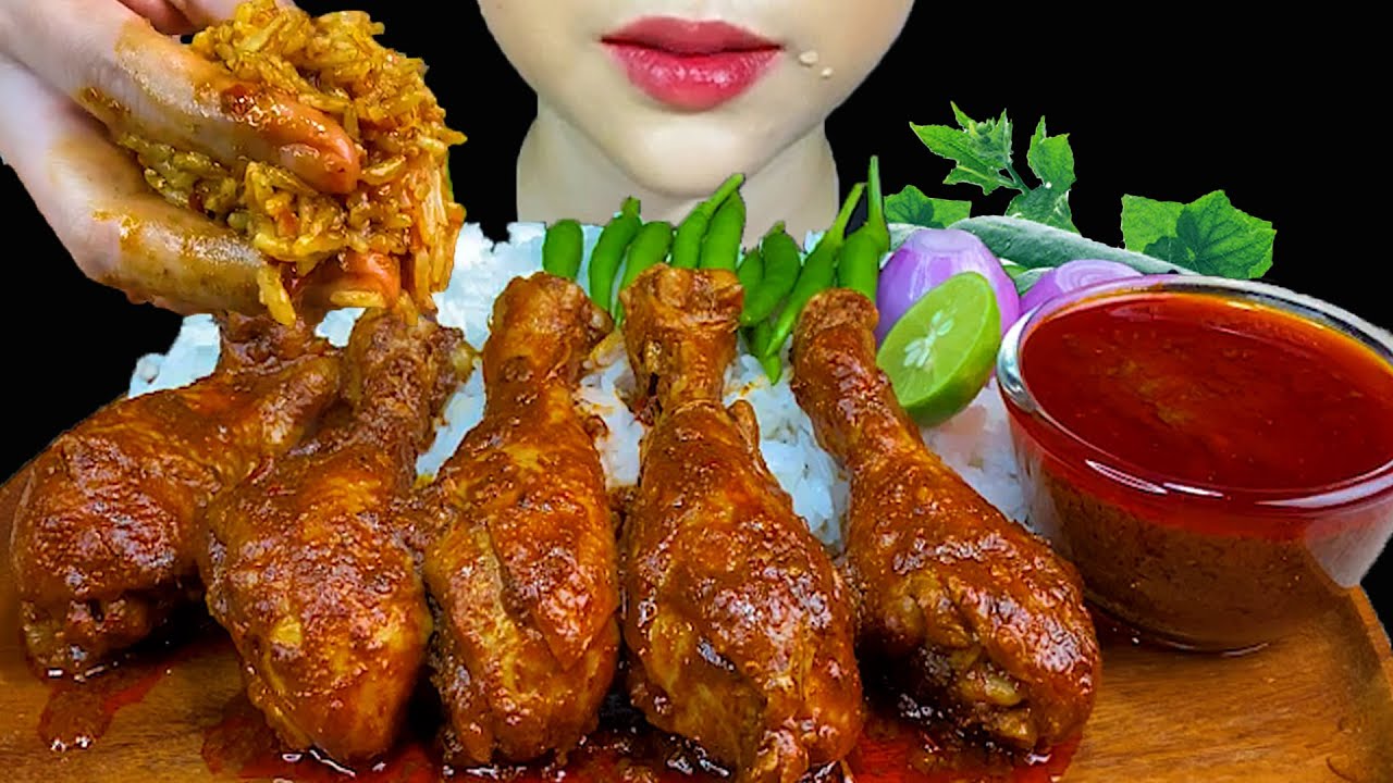 MUKBANG EATING||SPICY CHICKEN CURRY & WHITE RICE - YouTube