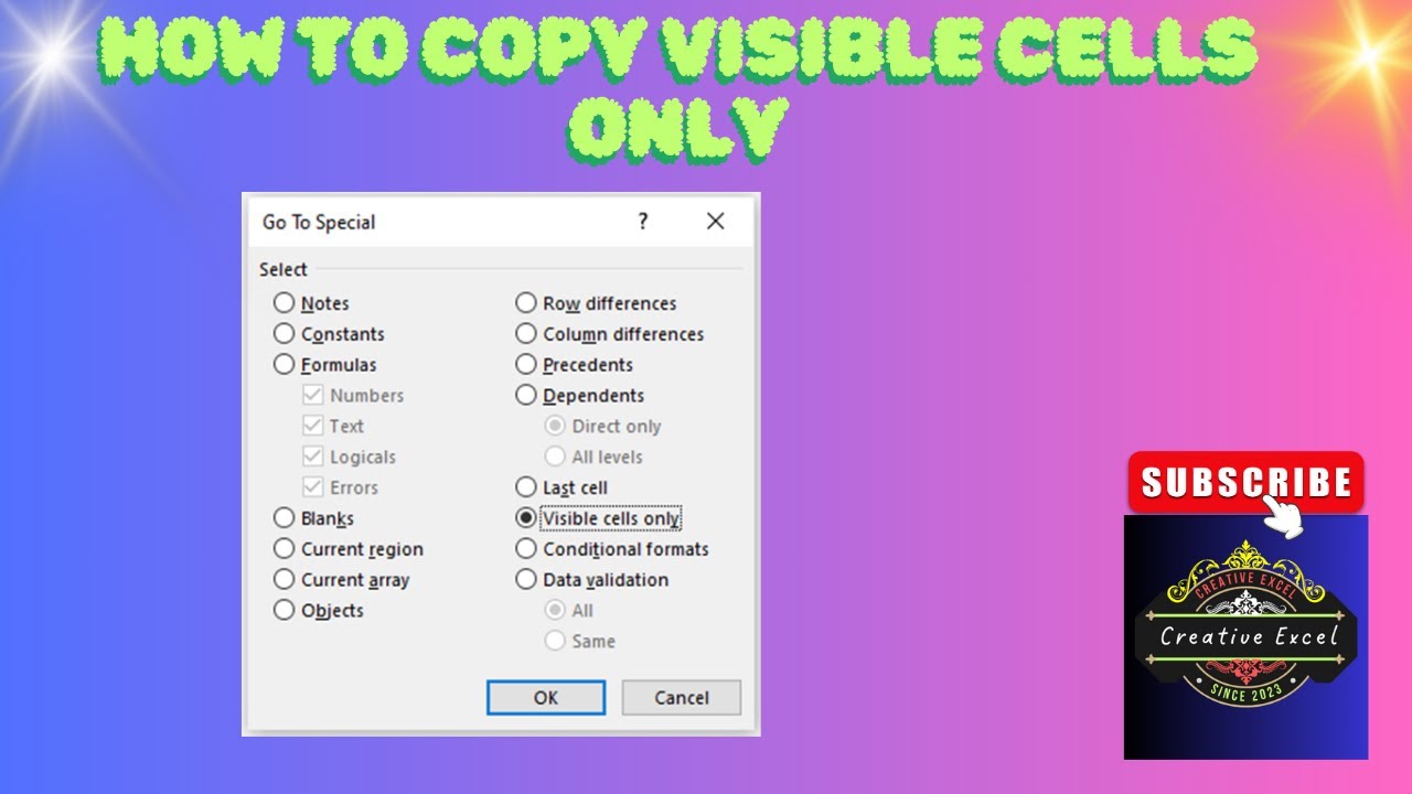 🔥How to copy visible cells only in Excel🔥 - YouTube