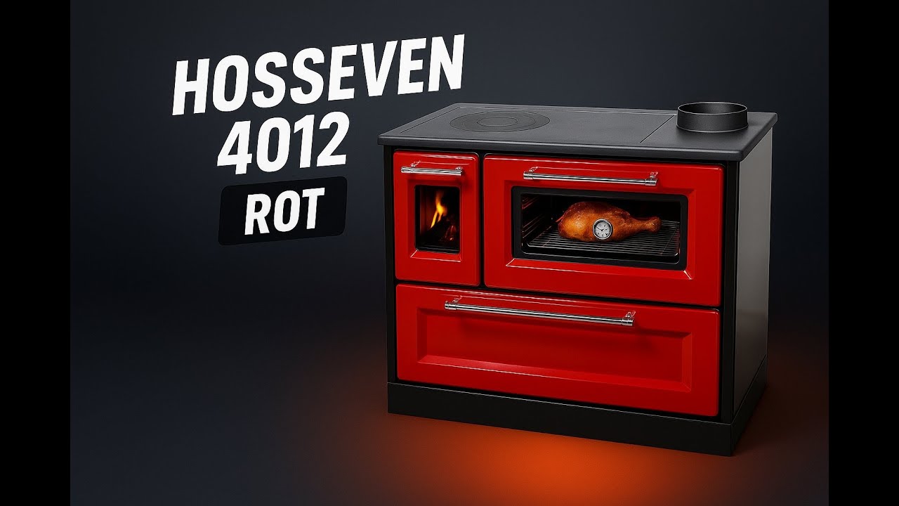 Hosseven Kaminofen 4012 in Rot – Heizen, Kochen & Backen mit Holz - YouTube
