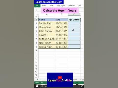 How calculate age using date of birth in Excel | Calculate age in Excel | Age formula in Excel ...