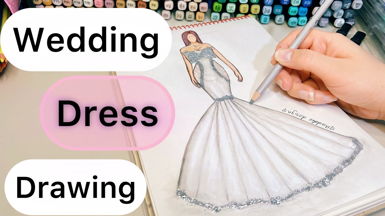 How to draw a wedding dress/Wedding dress illustration/fashion designer ...