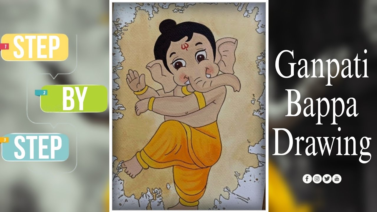 Shri Ganpati Bappa Drawing Tutorial | Ganesh Drawing Easy Step By Step ...