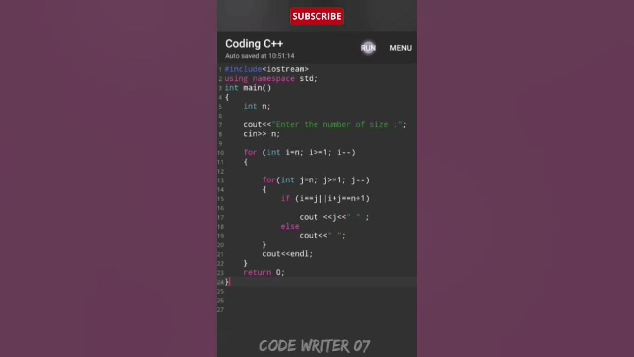 Best C Pattern Program Tutorial Video 💯🧠 Shorts Coding Youtubeshorts Codewriter07 Youtube