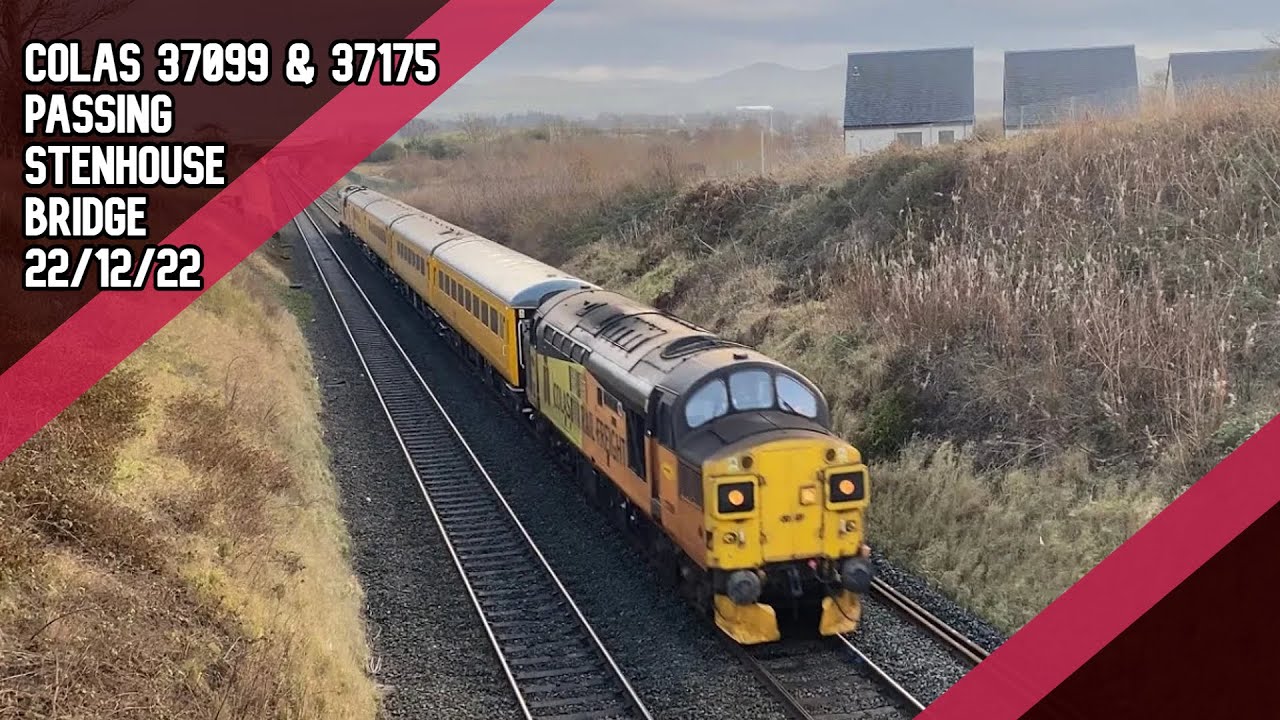 Colas 37099 and 37175 passing Stenhouse Bridge 22/12/22 - YouTube