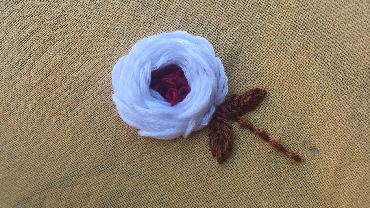 Woven Rose Embroidery / spider web rose - YouTube