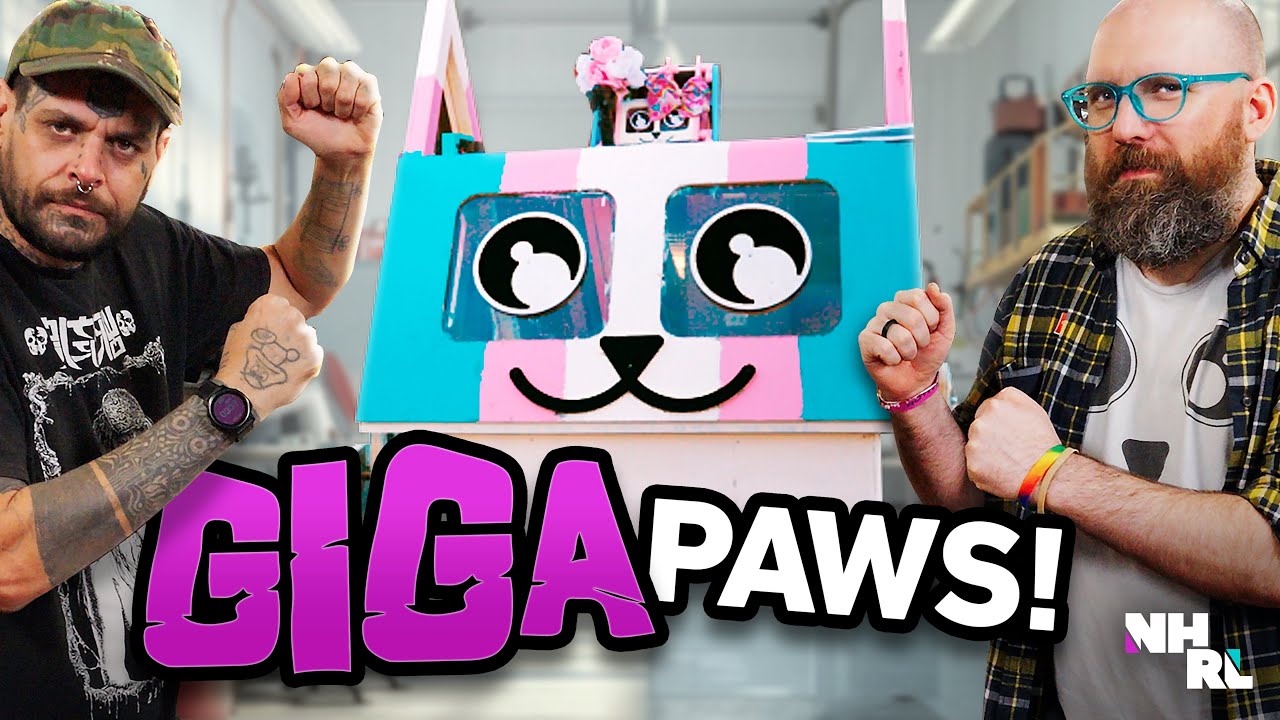 We built a life-size 250lb GIGAPAWS cat robot, then made it fight - YouTube