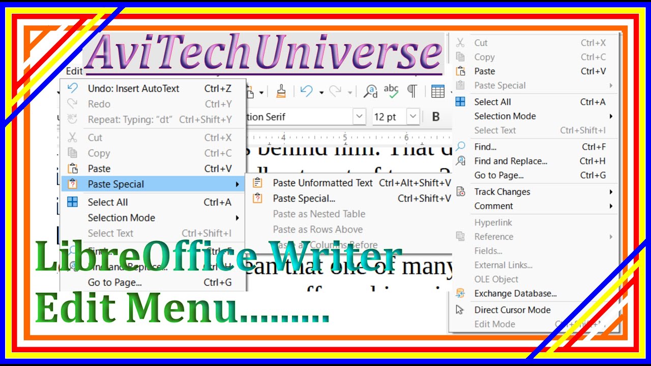COMPLETE EDIT MENU IN LIBREOFFICE WRITER | FULL EXPLANATION FOR ...