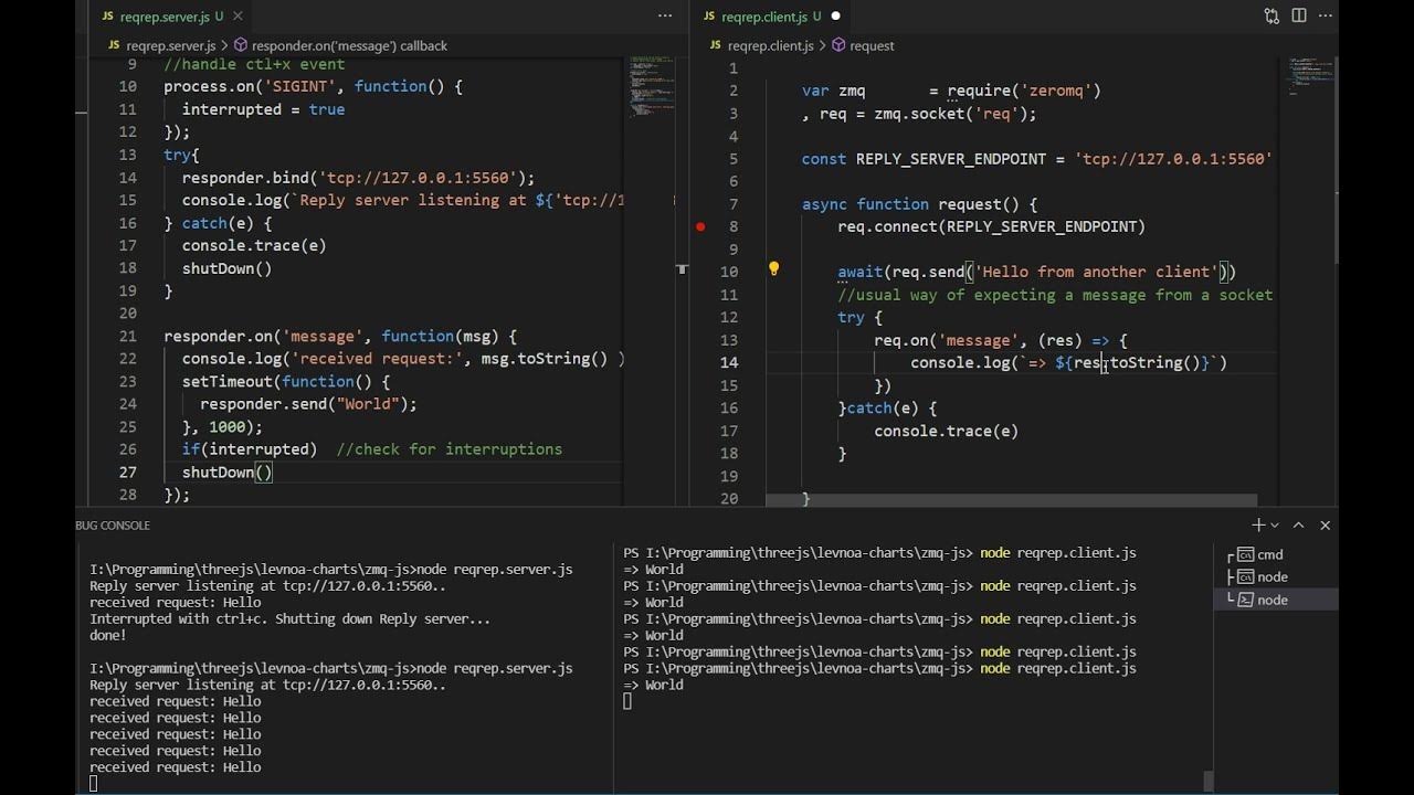 A Simple Request-Reply pattern using ZeroMQ in NodeJS - YouTube