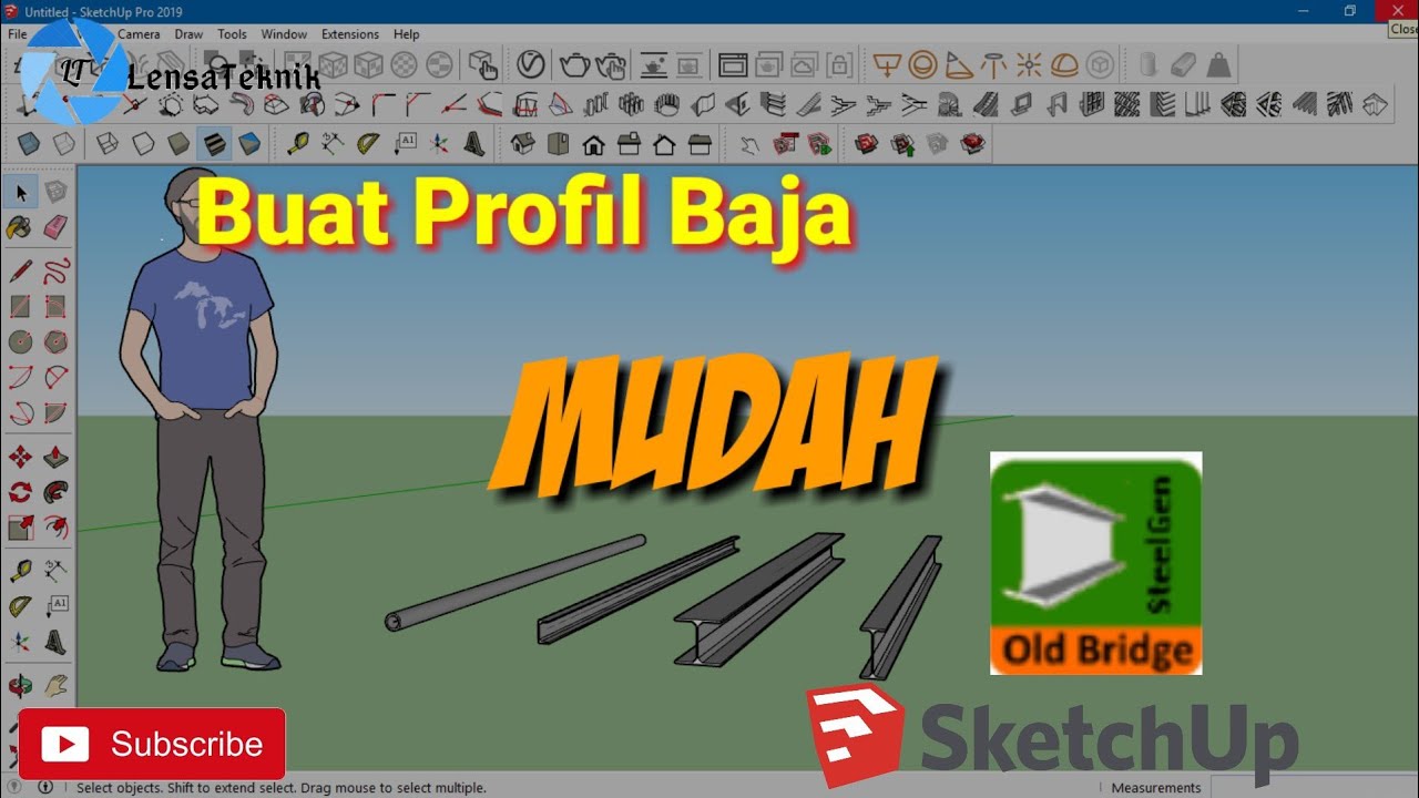 SKETCHUP-CARA MUDAH MEMBUAT PROFIL BAJA | DENGAN PLUG IN - YouTube