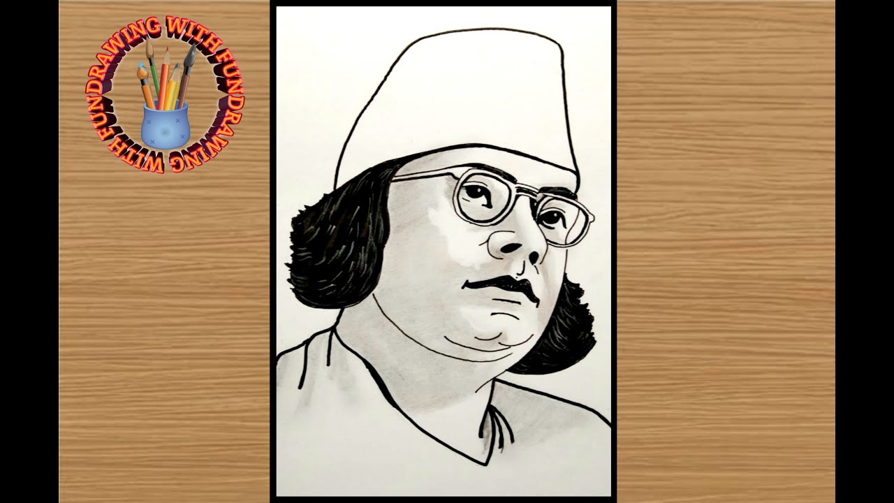NAZRUL JAYANTI 2020 Special Drawing II How to draw Kaji Najrul Islam ...