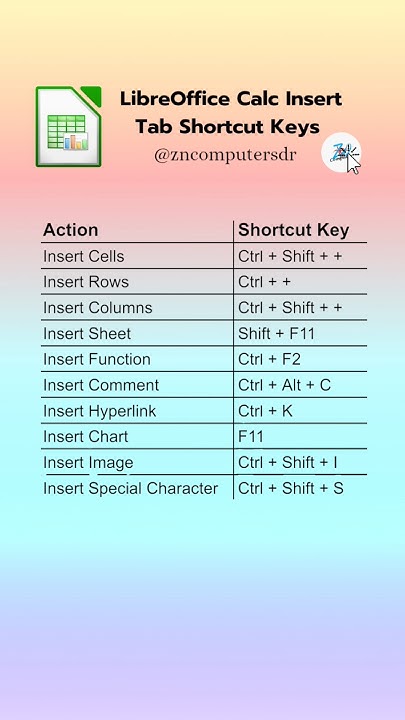 LibreOffice Calc Insert Tab Shortcut Keys #libreofficecalc #libreoffice #calc #shortcutkeys # ...