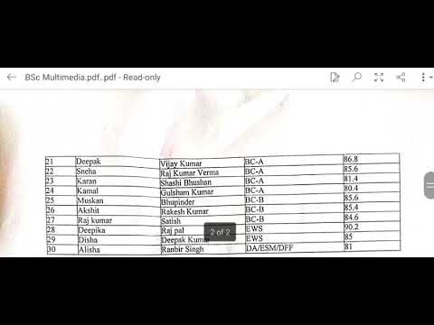 Kurukshetra University B.Sc ( Multimedia & Animation) First Merit List ...