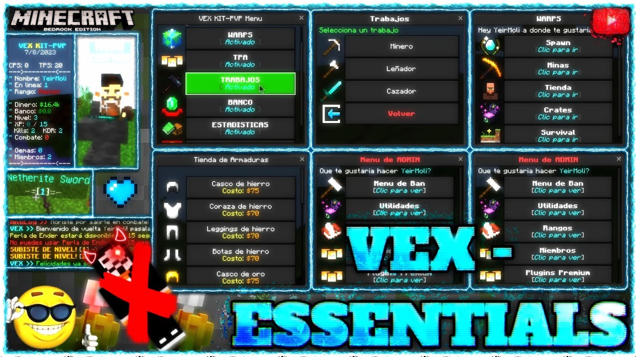 Addon Vex Essentials de economía para Minecraft Bedrock 1.21.90+ - YouTube