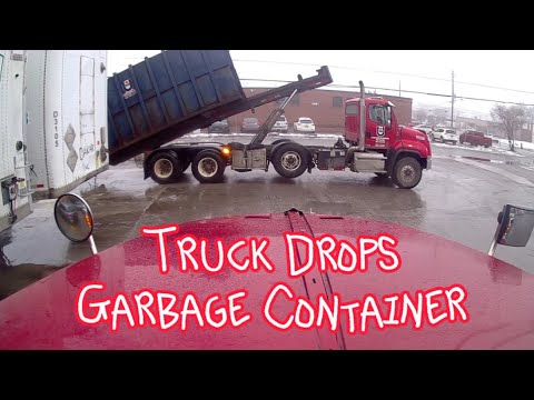 Truck Drops Garbage Container - Cool to Watch! - YouTube