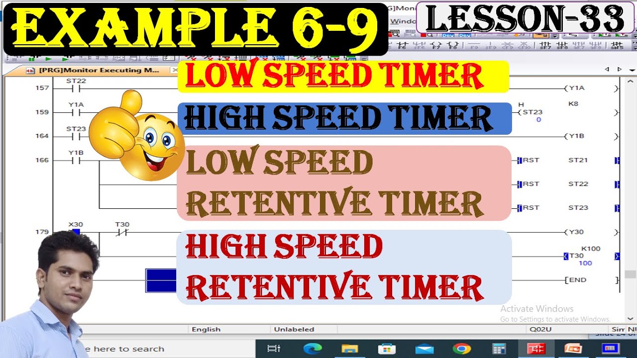 31 Mitsubishi timer concept in Hindi | PLC Low speed timer | High speed ...