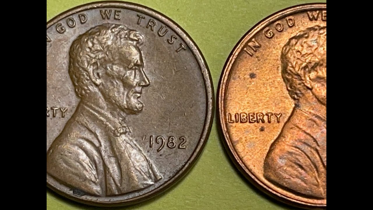 US 1982 Lincoln One Cent Coin - Large Date - Small Date - Bronze Penny ...