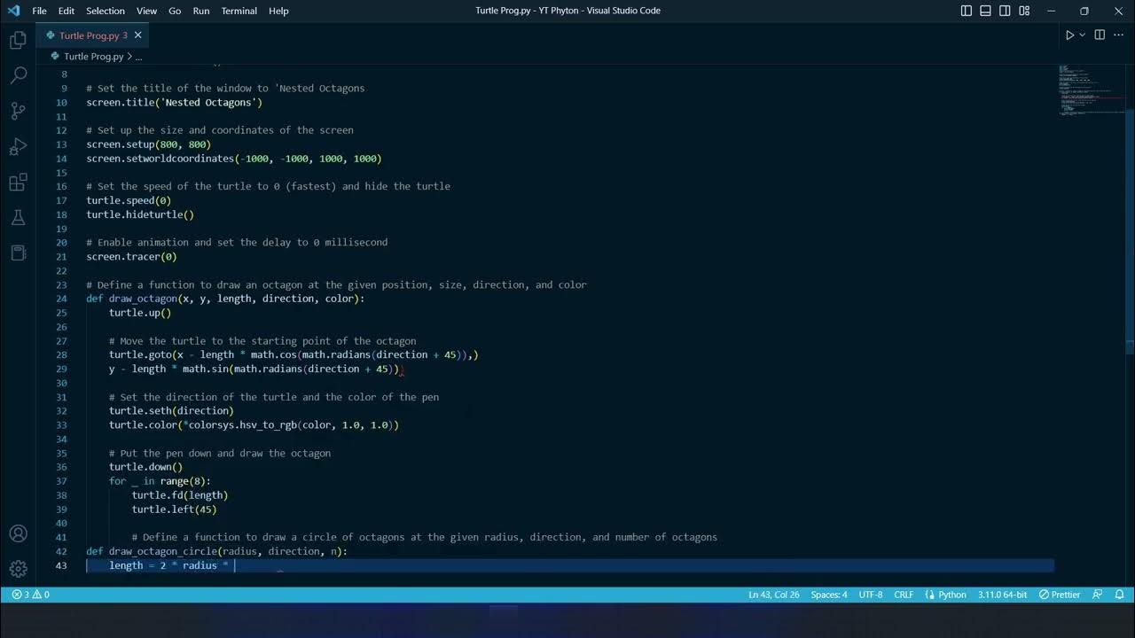 How to Draw a Recursive Circle of Octagons using Turtle Graphics in Python - YouTube