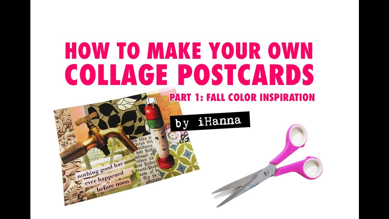 How to make a Postcard Collage (no 1): using fall colors - YouTube
