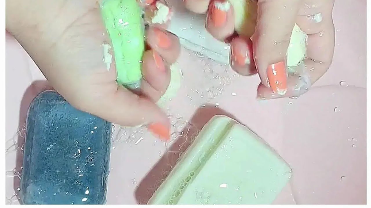 🔴Asmrsoap ♡|soakedsoap ☆|SQUEEZING WITH SPONGE AND MAKING THICK FOAM 🩶🫧 ...