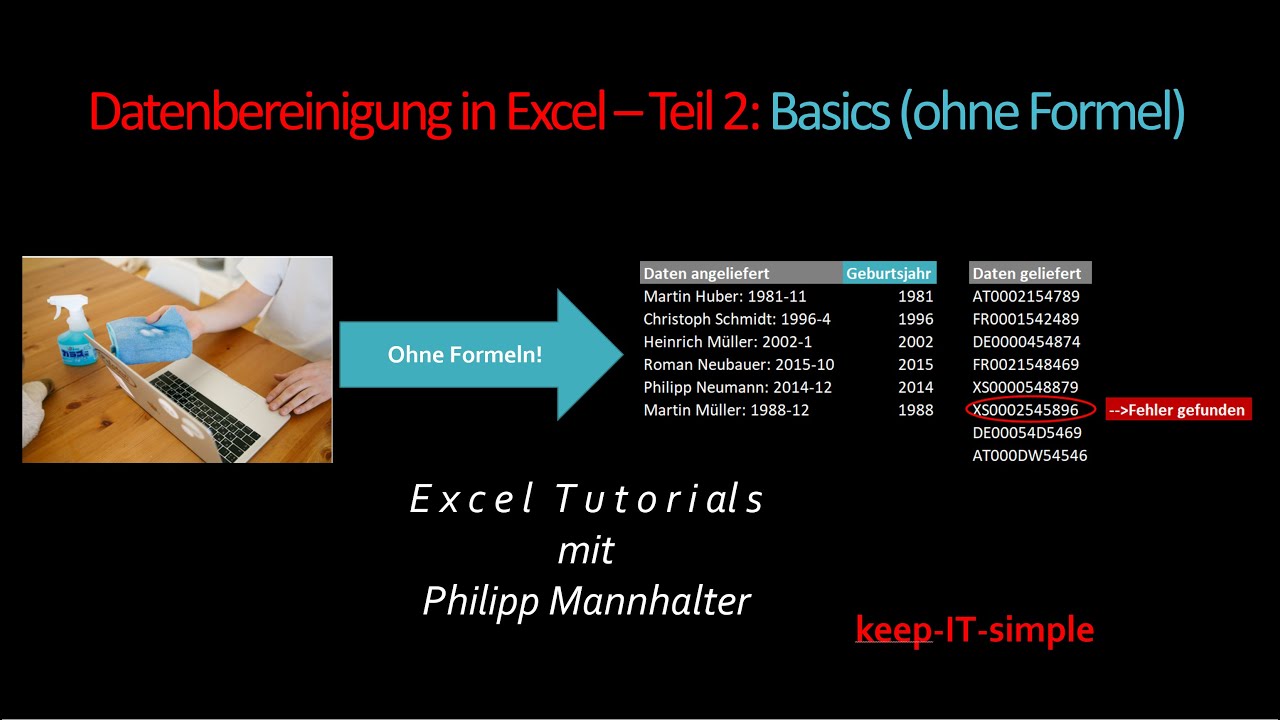 Datenbereinigung in Excel - Teil 2: Basics - YouTube