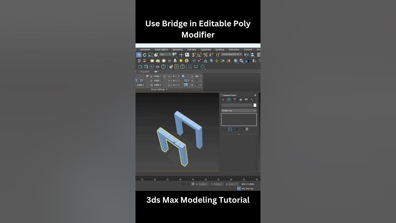 3ds Max Modeling Tutorial | How to Use Bridge in Editable Poly Modifier #shorts - YouTube