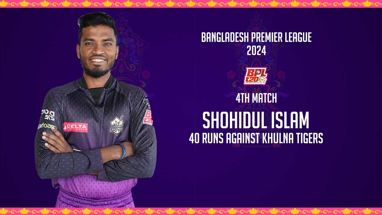Shohidul Islam 40 runs against Khulna Tigers \ 4th Match \ BPL 2024 ...