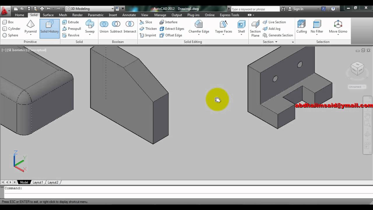 Pelajaran 5 AutoCAD Asas 3D FILLET dan CHAMFER - YouTube