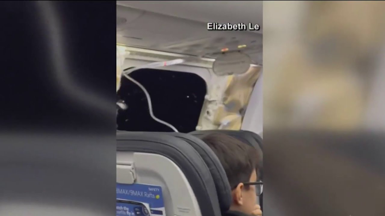 Alaska Airlines plane loses window and chunk of fuselage mid-air, video ...