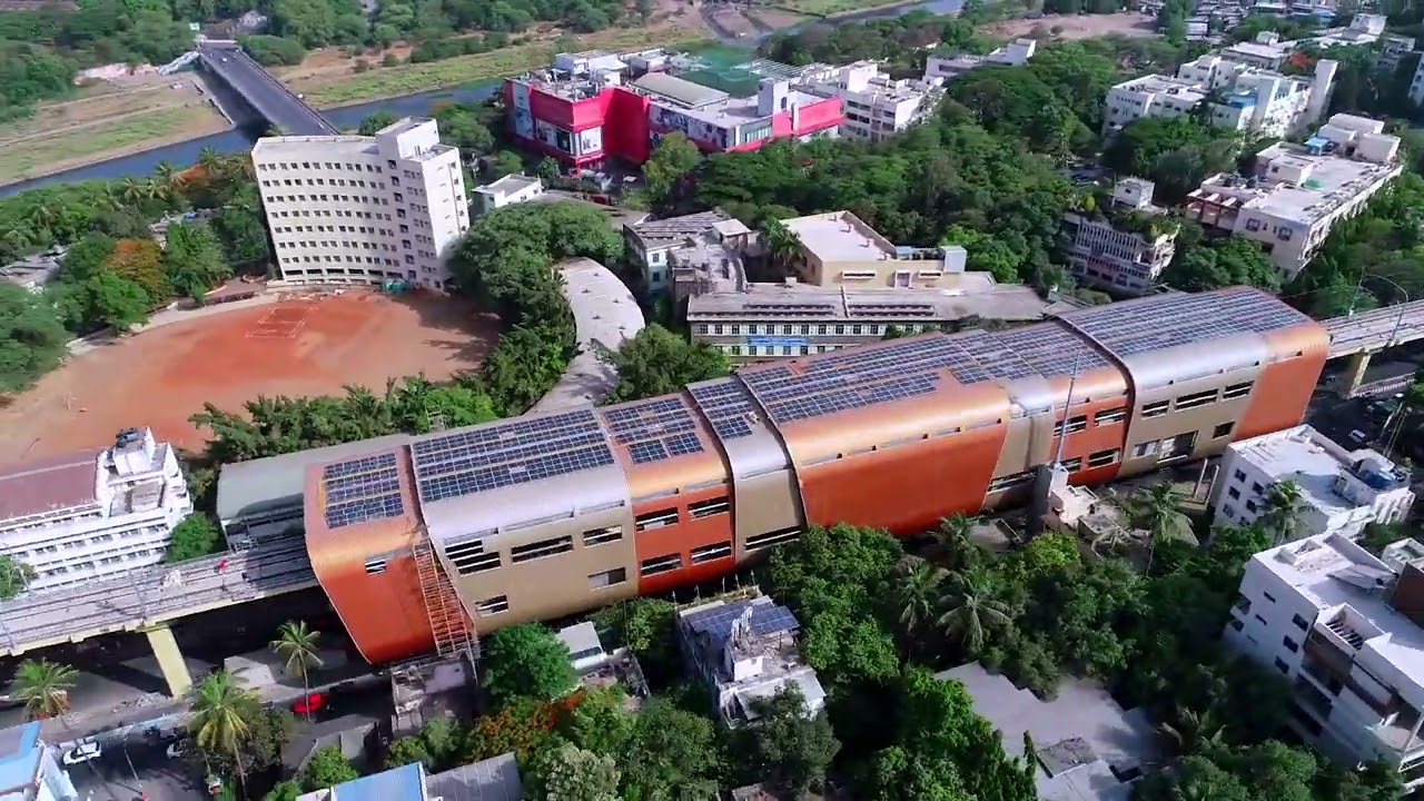 Aerial view of Pune Metro work progress from Vanaz to Civil Court route ...