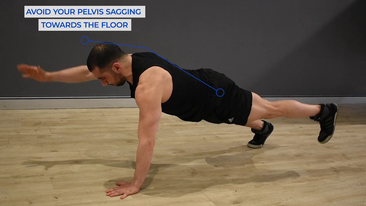 Push up with alternating arm and leg lift - YouTube