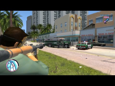 GTA Vice City Nextgen Edition - 6 Star Police Station Shootout + Escape